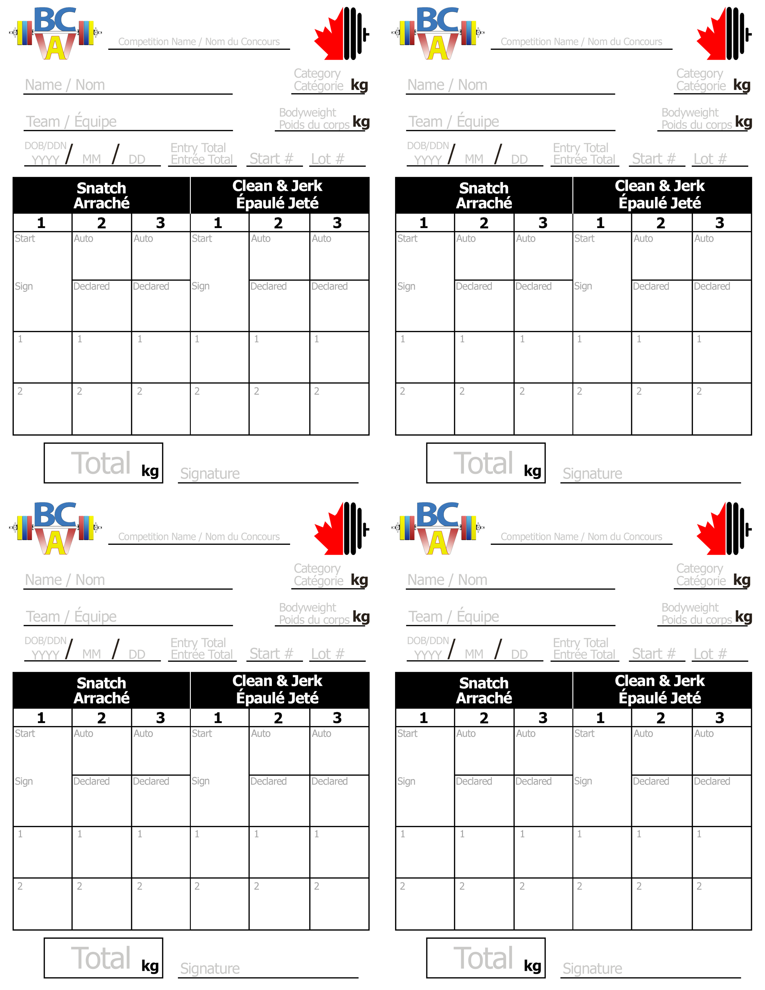 British Columbia Weightlifting Association (BCWA) Resource Documents